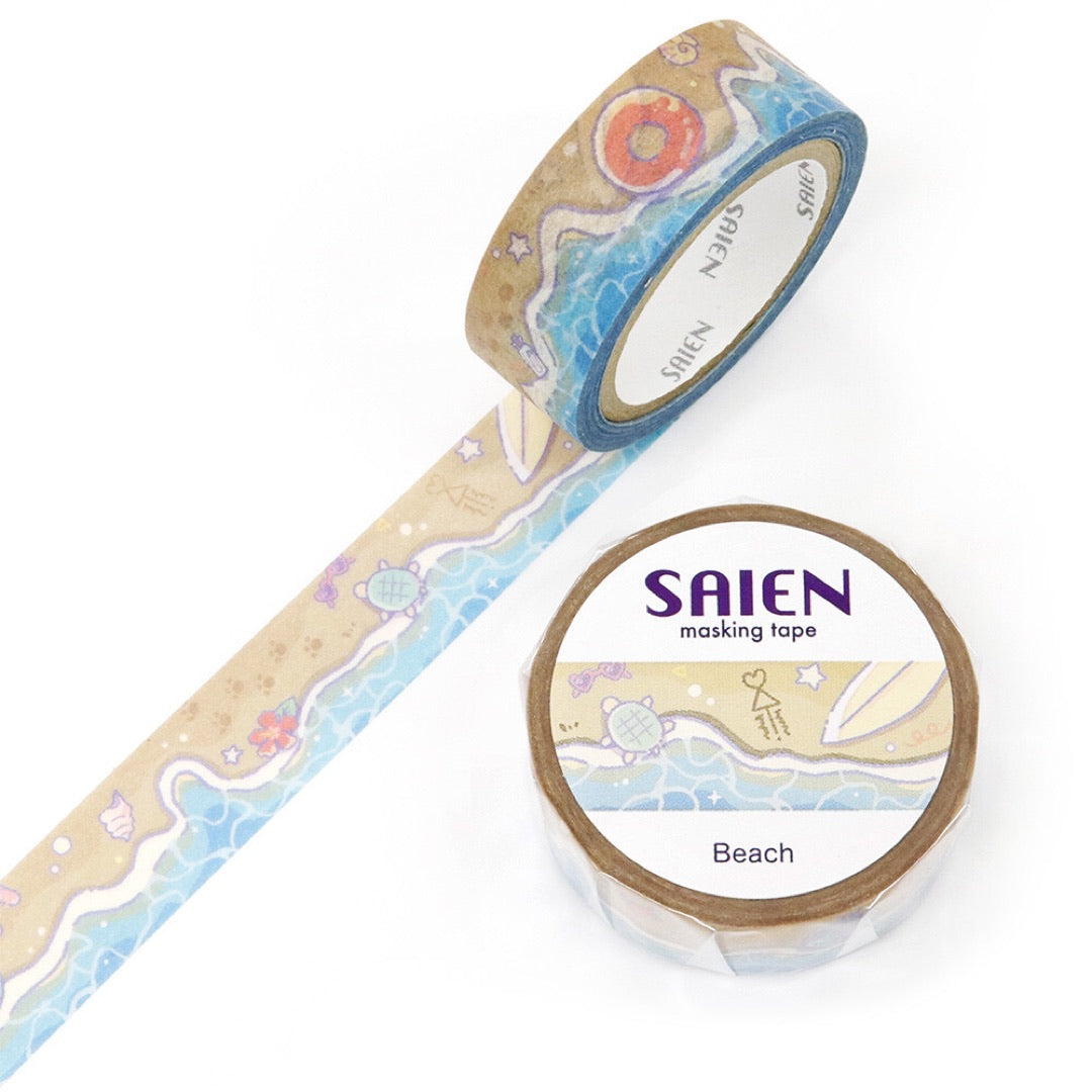 Beach Washi Tape Ocean Wave Sand Turtle Saien Kamiiso Sansyo Japanese ...