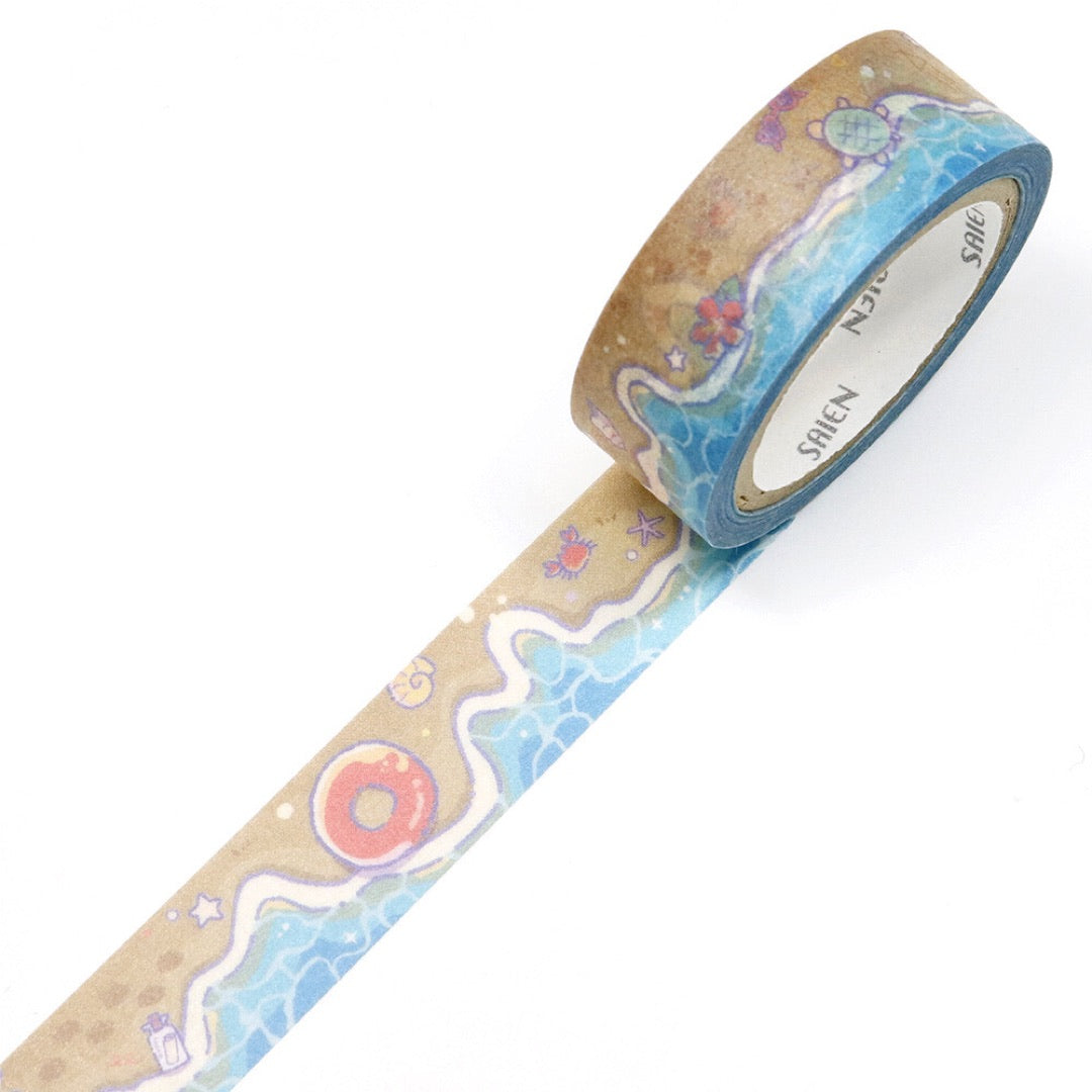 Beach Washi Tape Ocean Wave Sand Turtle Saien Kamiiso Sansyo Japanese ...