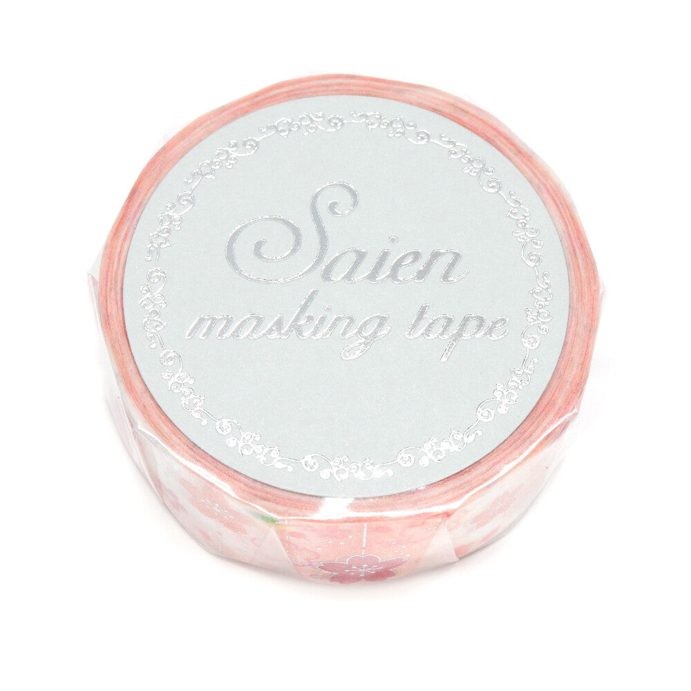 Saien Cherry Blossom Washi Tape Pink Sakura Silver Foil GILDED Japanes ...