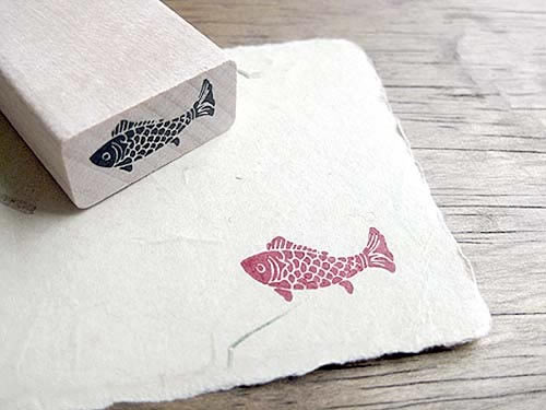 Koi Fish Rubber Stamp for Crafting Stamping - Wood Mounted - Small ...